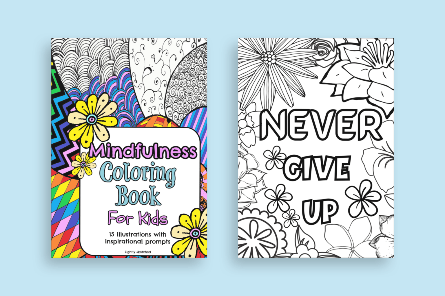 Mindfulness Colorings | Coloring Sheets For Kids | Lightly Sketched | Mono
