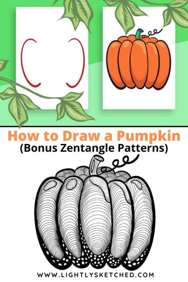 How to Draw a Pumpkin Easy | Step by Step | Lightly Sketched | Mono