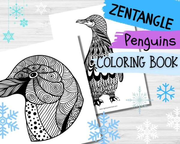 Zentangle Penguin Coloring Pages | Lightly Sketched
