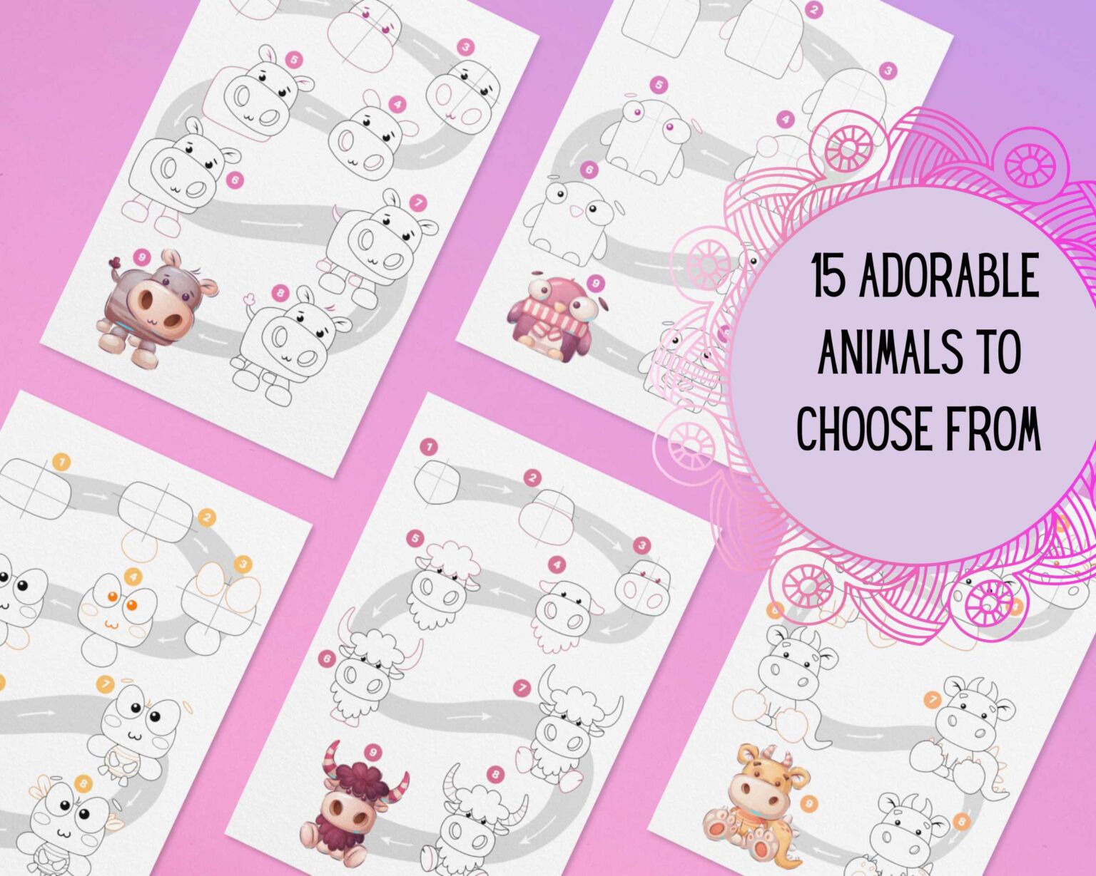 15 Cute and Easy Animals to Draw V.1 | Lightly Sketched