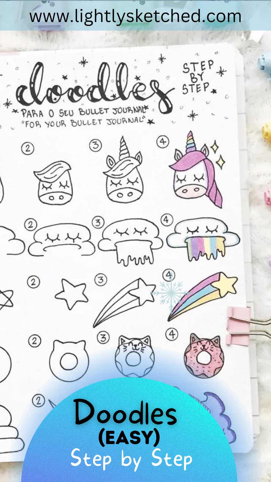 50+ Simple Doodles | Step by Step Drawing | Lightly Sketched
