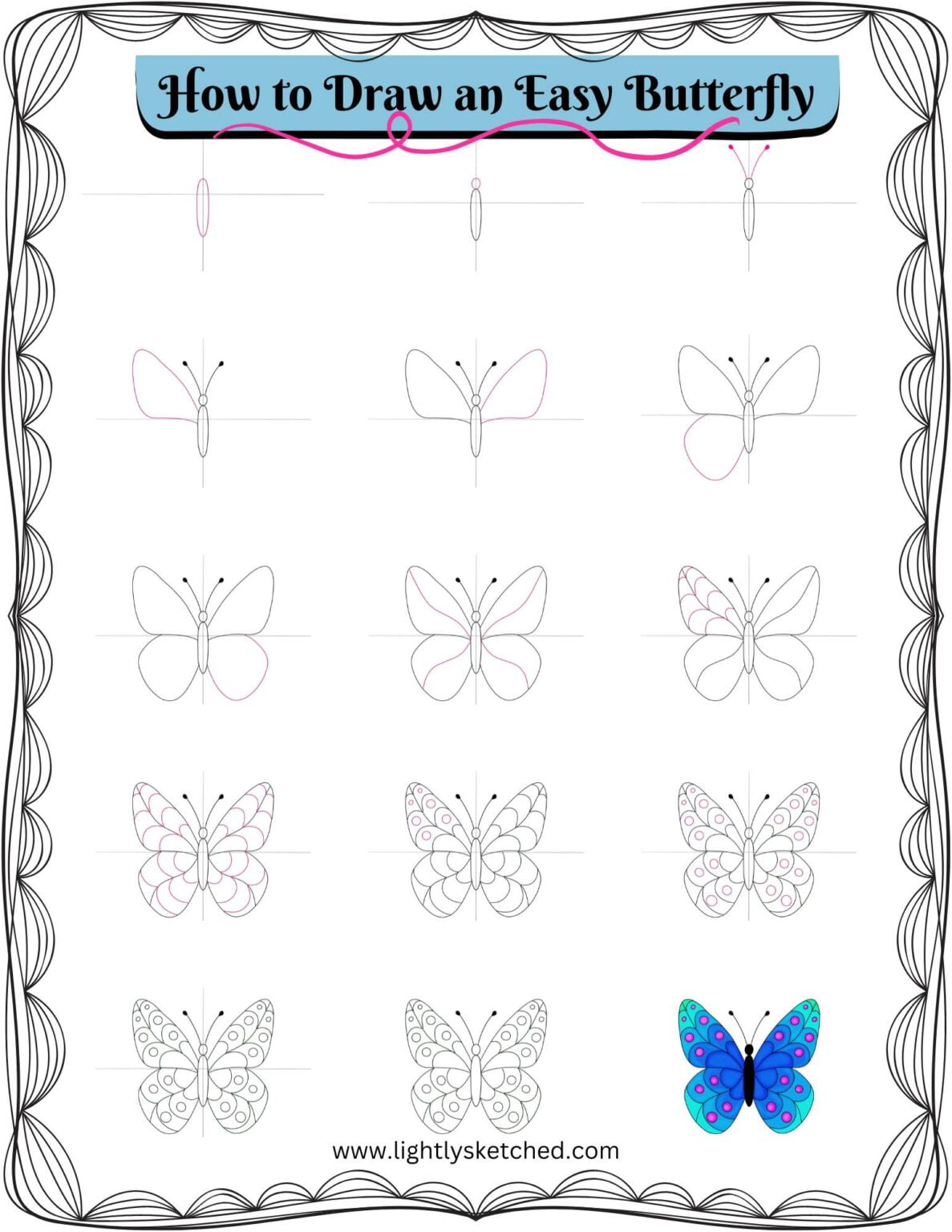 How to Draw a Simple Butterfly | Step by Step Drawing