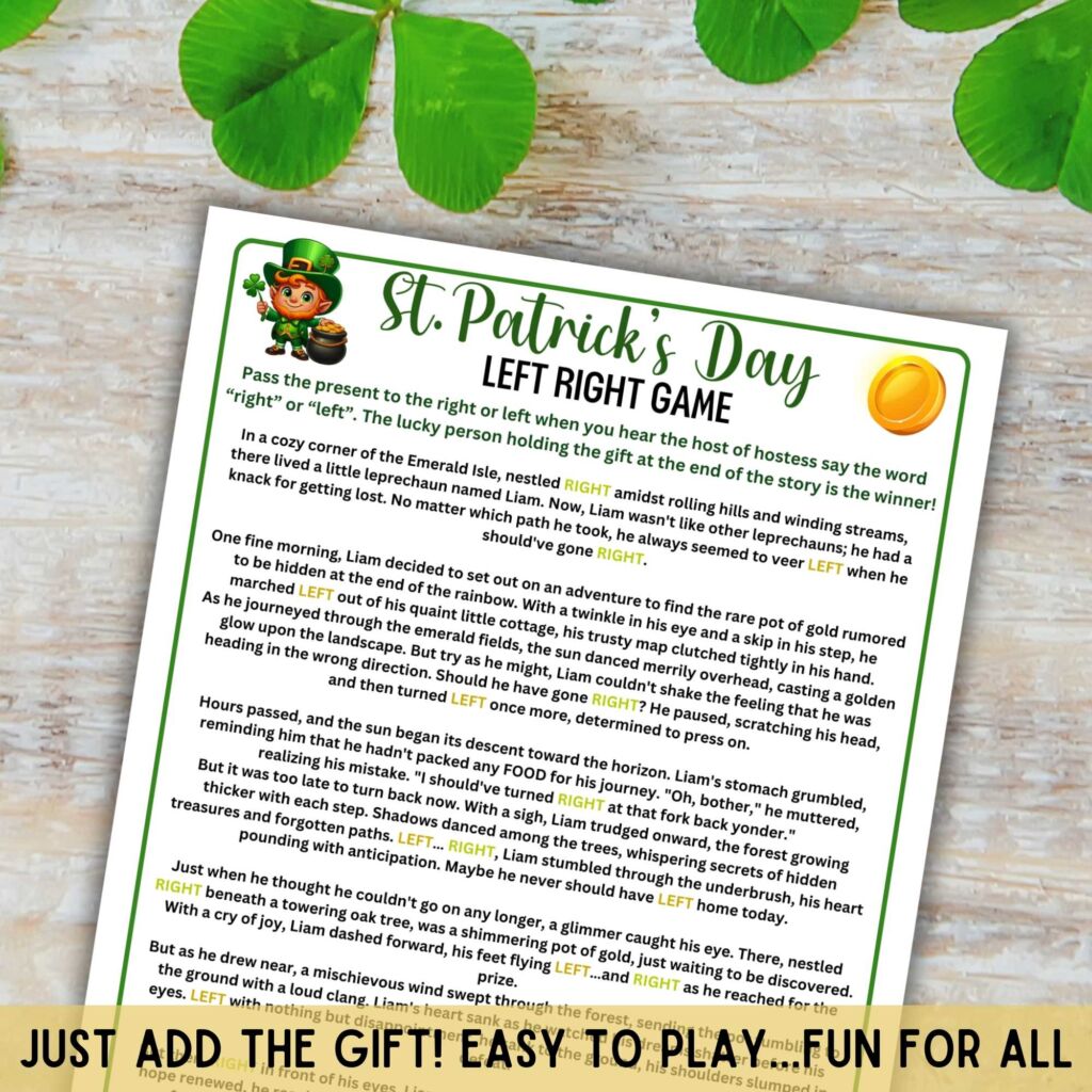 St. Patrick’s Day Left Right Game | Lightly Sketched