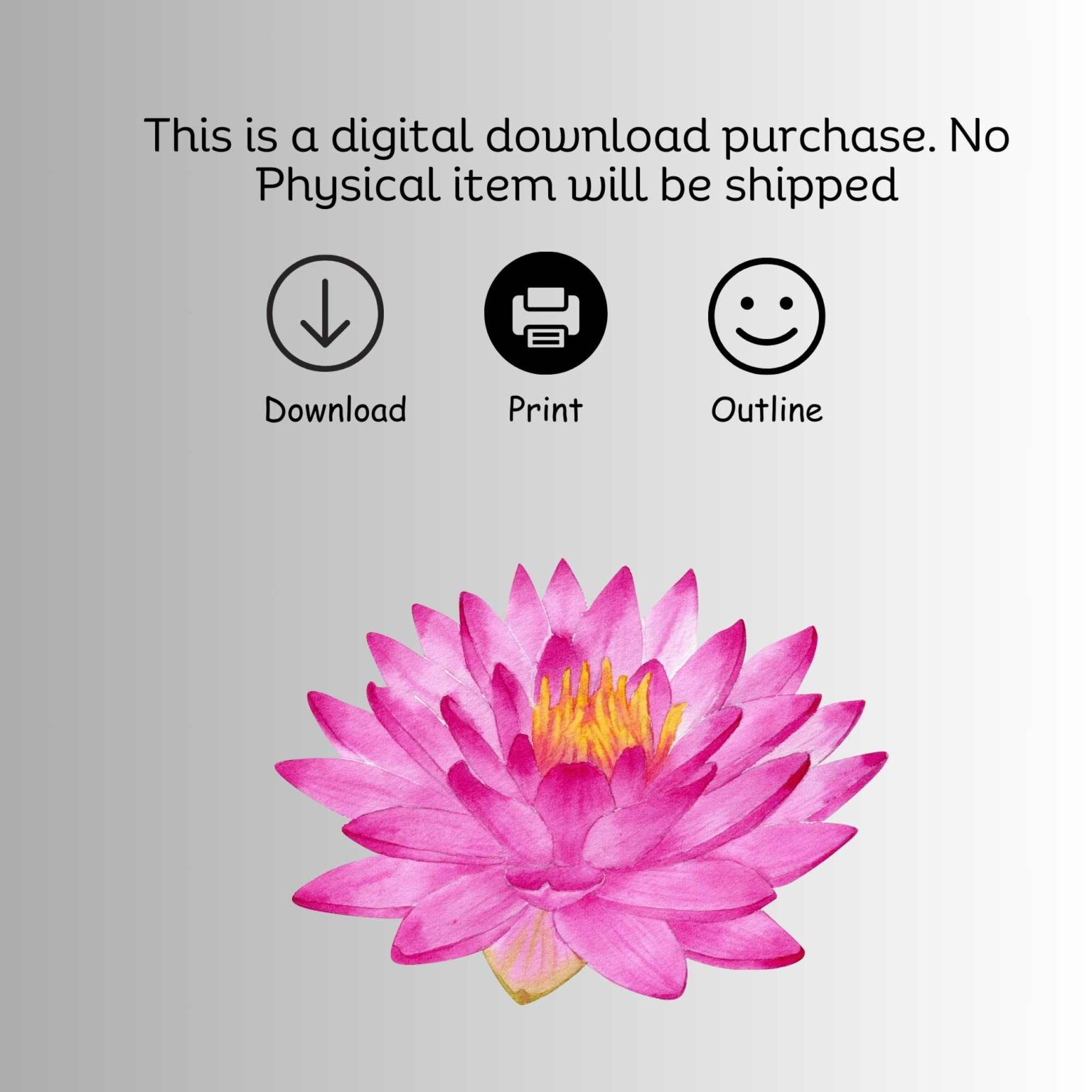 Delicate Water Lily Reverse Coloring Pages | Lightly Sketched