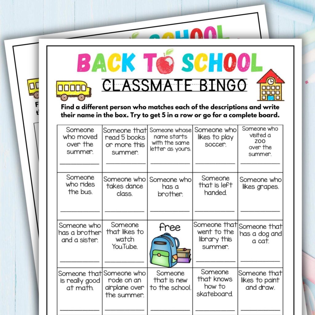 Back to School Classmate Bingo | Lightly Sketched