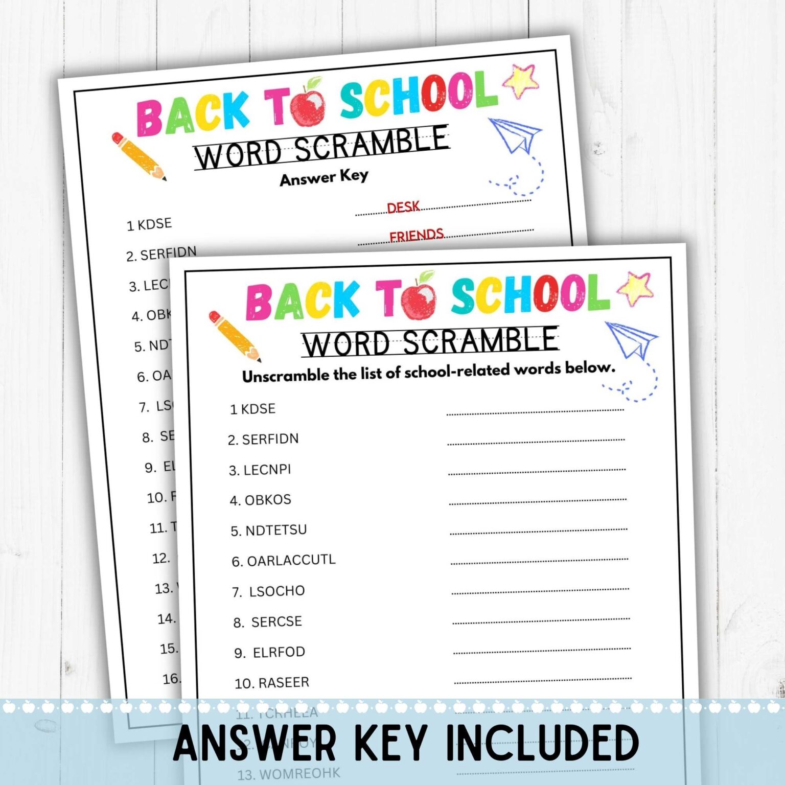 Back to School Word Scramble | Lightly Sketched