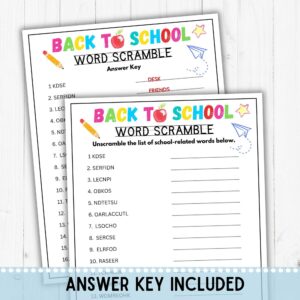 Back to School Word Scramble | Lightly Sketched