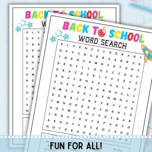 Back to School Word Search | Lightly Sketched