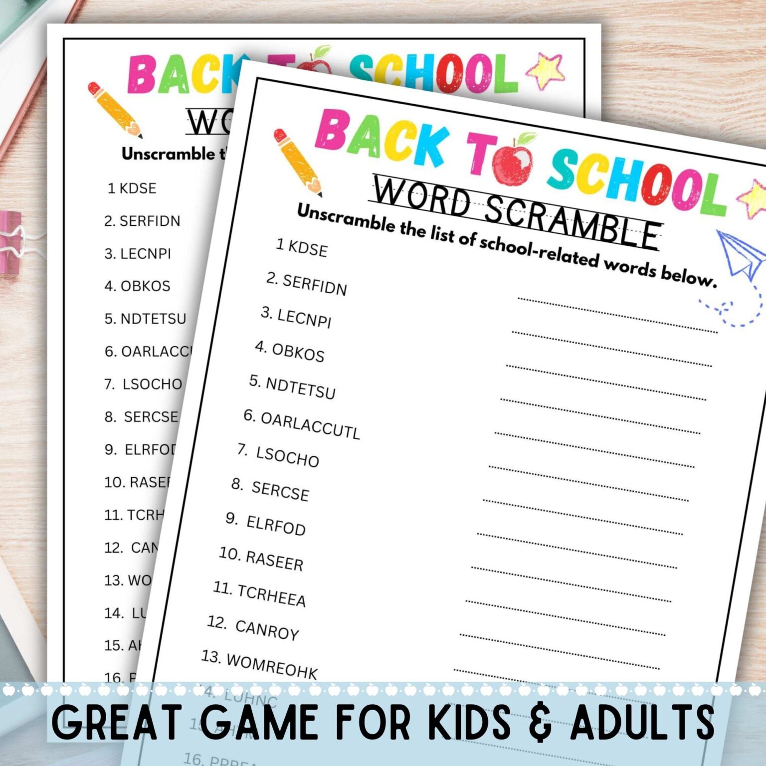 Back to School Word Scramble | Lightly Sketched
