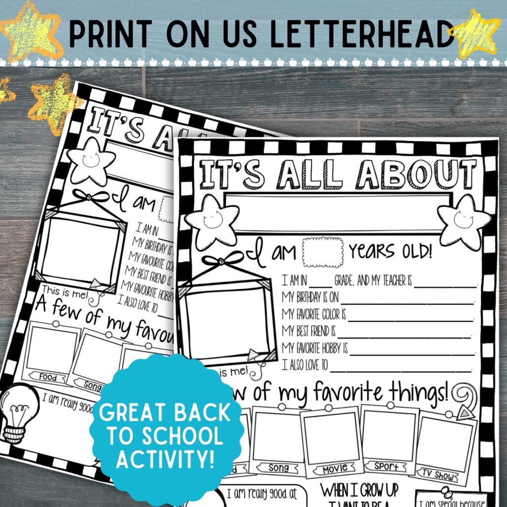 All About Me Activity | Lightly Sketched