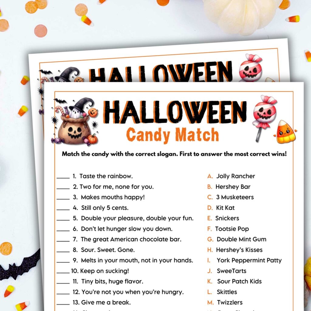 Halloween Candy Match Game | Lightly Sketched
