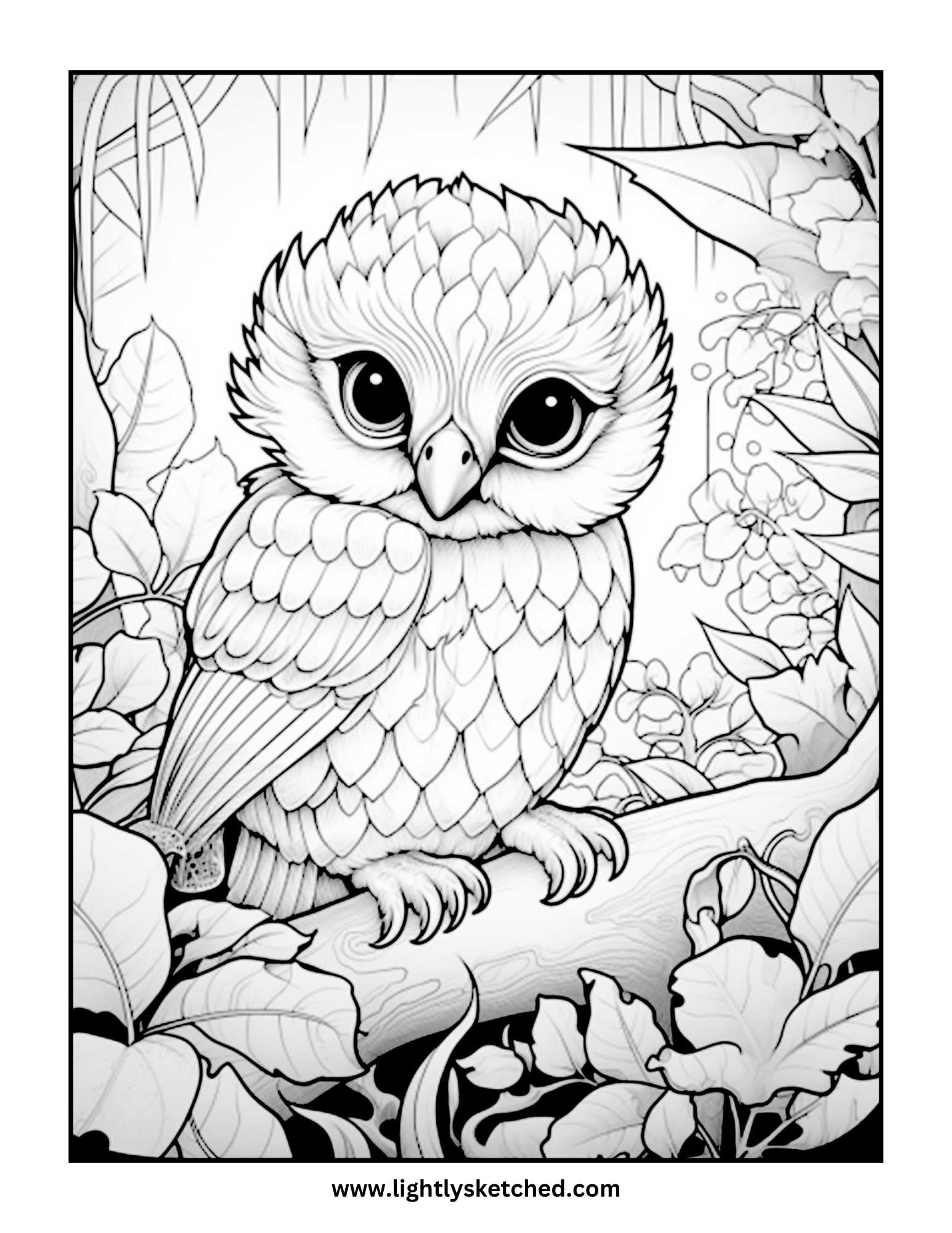 Owl Coloring Pages | Lightly Sketched