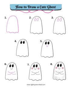 Ghost Drawing Easy | Halloween Doodles | Lightly Sketched