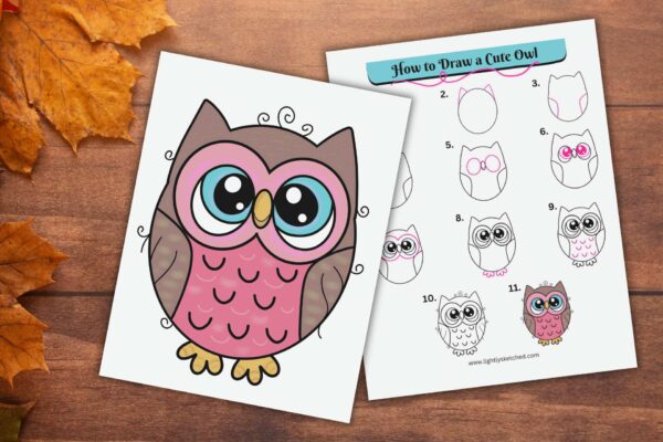 Owl Drawing Step by Step | Lightly Sketched