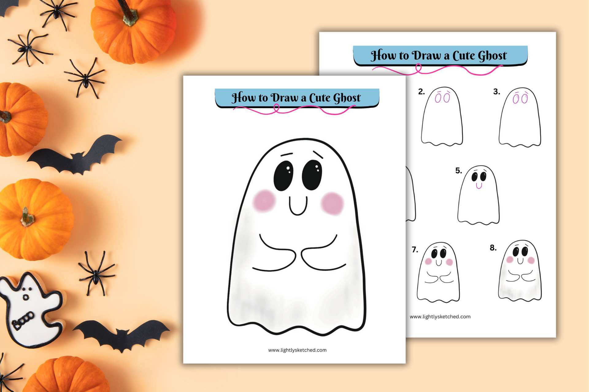Ghost Drawing Easy | Halloween Doodles | Lightly Sketched