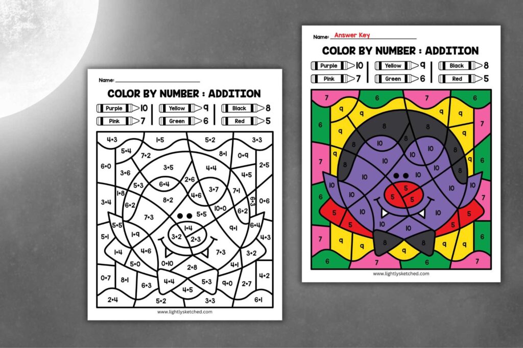 Halloween Color By Number Free | Lightly Sketched