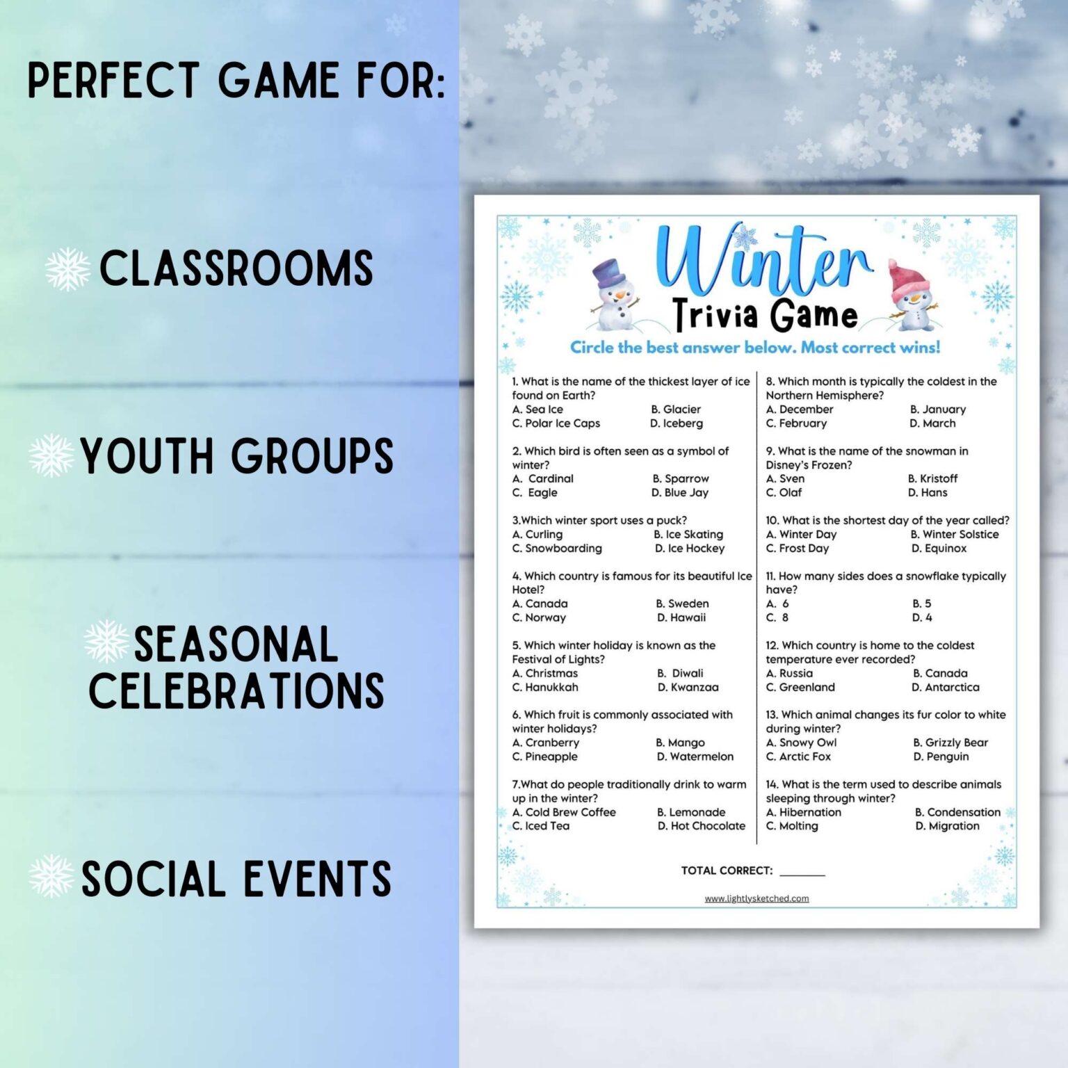 Winter Trivia Game | Lightly Sketched