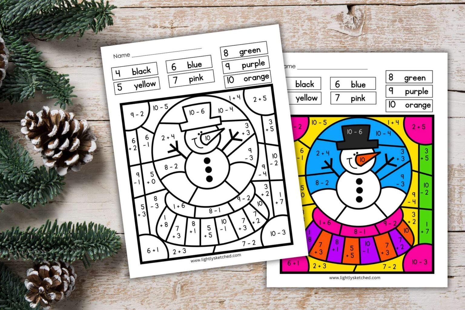 Christmas Color by Number | Lightly Sketched