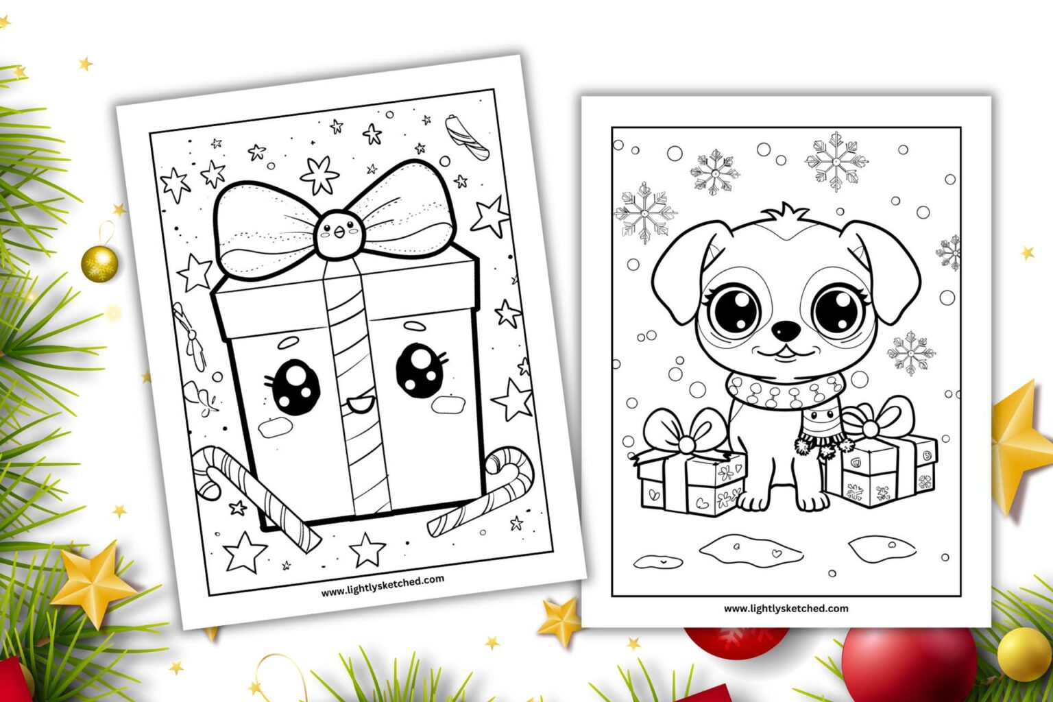 Cute and Easy Coloring Pages | Christmas Coloring Pages | Lightly Sketched