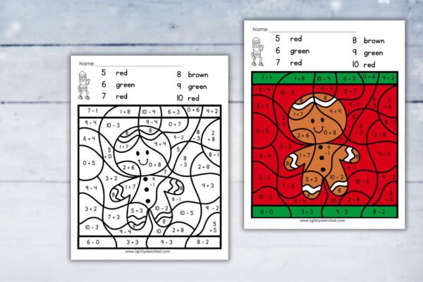Christmas Color by Number | Lightly Sketched