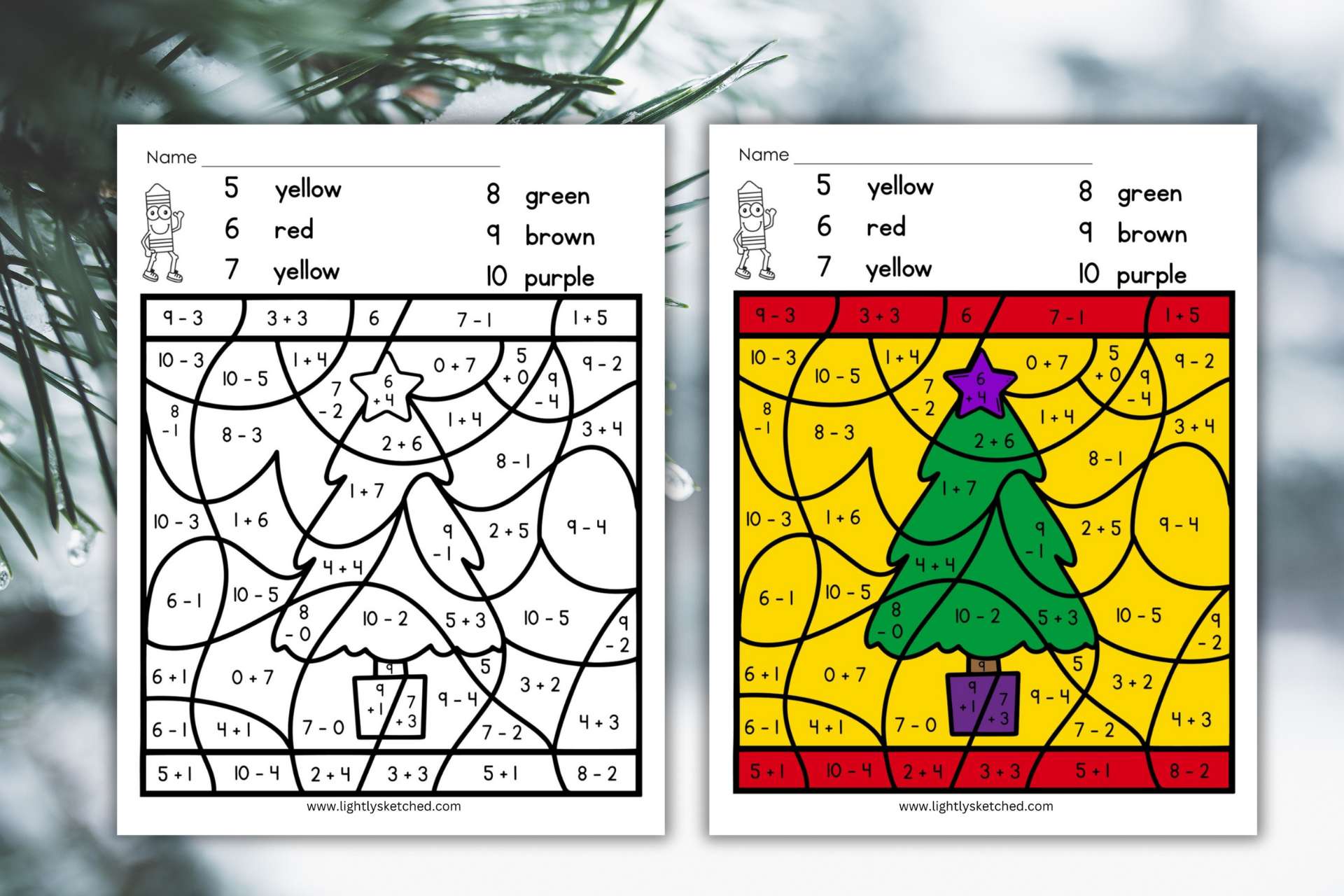 Christmas Color by Number | Lightly Sketched