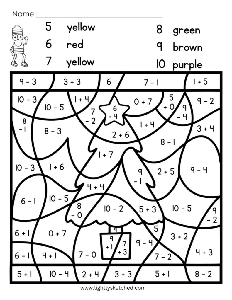 Christmas Color by Number | Lightly Sketched