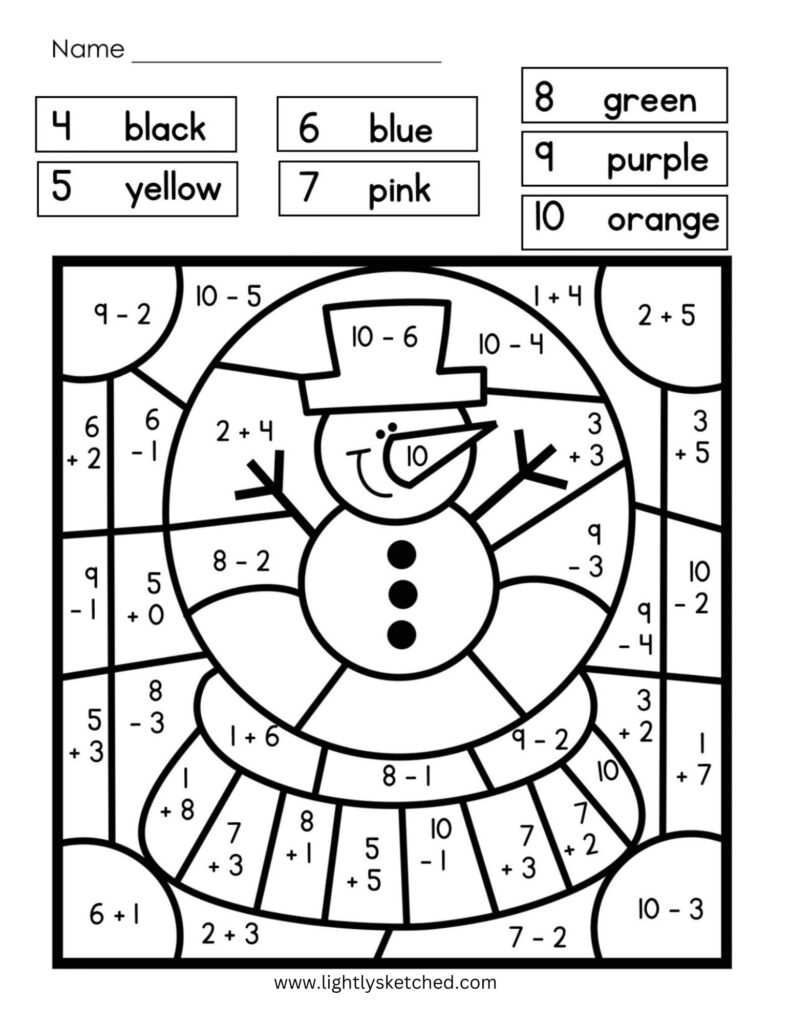 Christmas Color by Number | Lightly Sketched