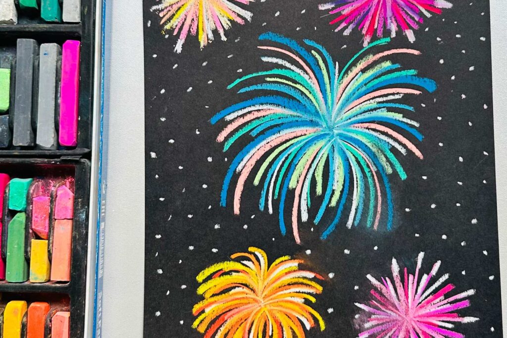 Firework Art with Chalk Pastels: New Year’s Arts and Crafts | Lightly ...