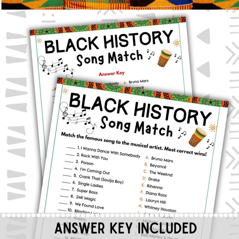 Black History Song Match | Lightly Sketched