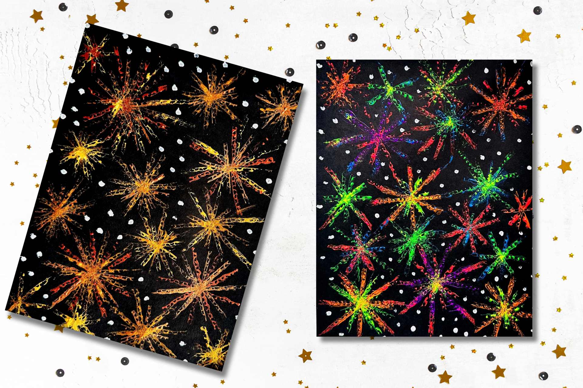 Firework Art with Chalk Pastels: New Year’s Arts and Crafts | Lightly ...