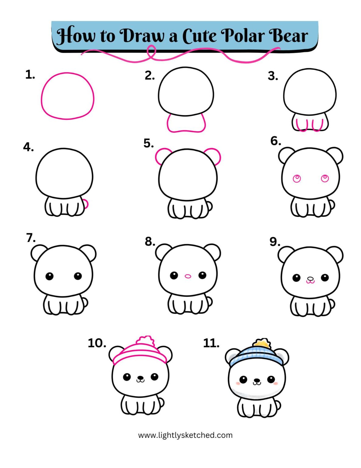 How to Draw a Polar Bear | Lightly Sketched