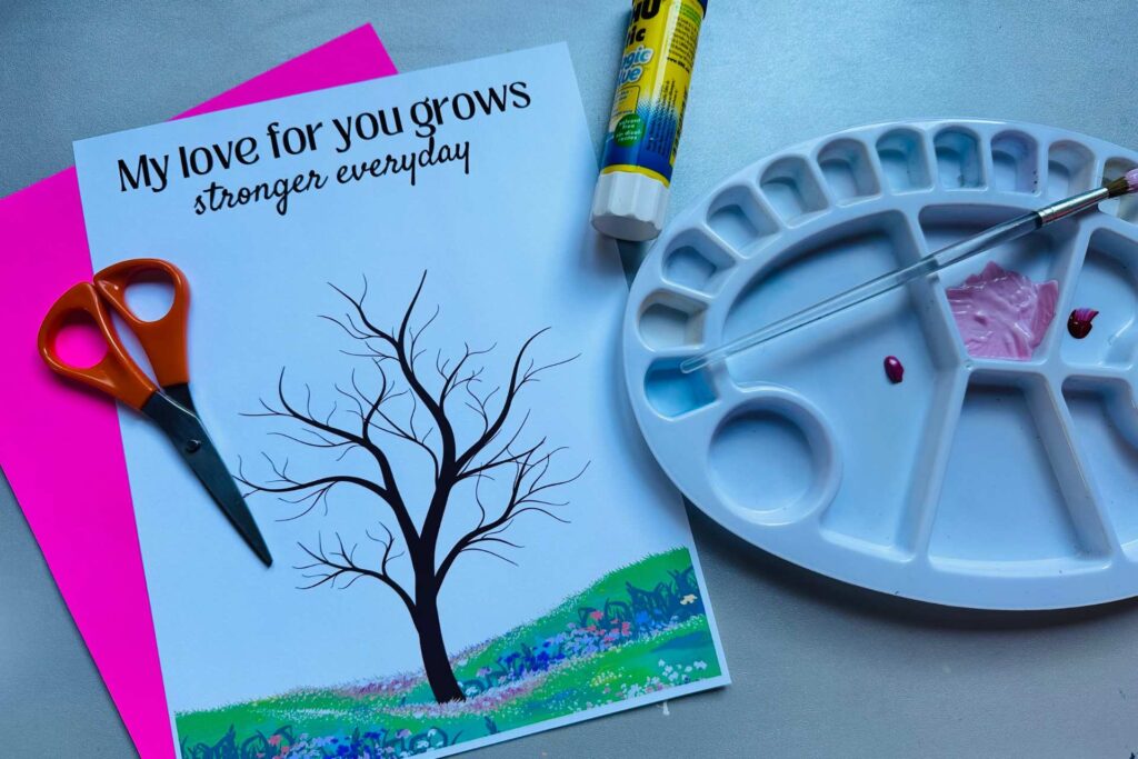 Valentine’s Handprint Craft | Fingerprint Tree Craft | Lightly Sketched