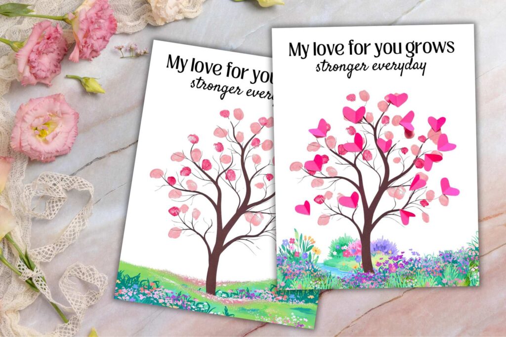 Valentine’s Handprint Craft | Fingerprint Tree Craft | Lightly Sketched