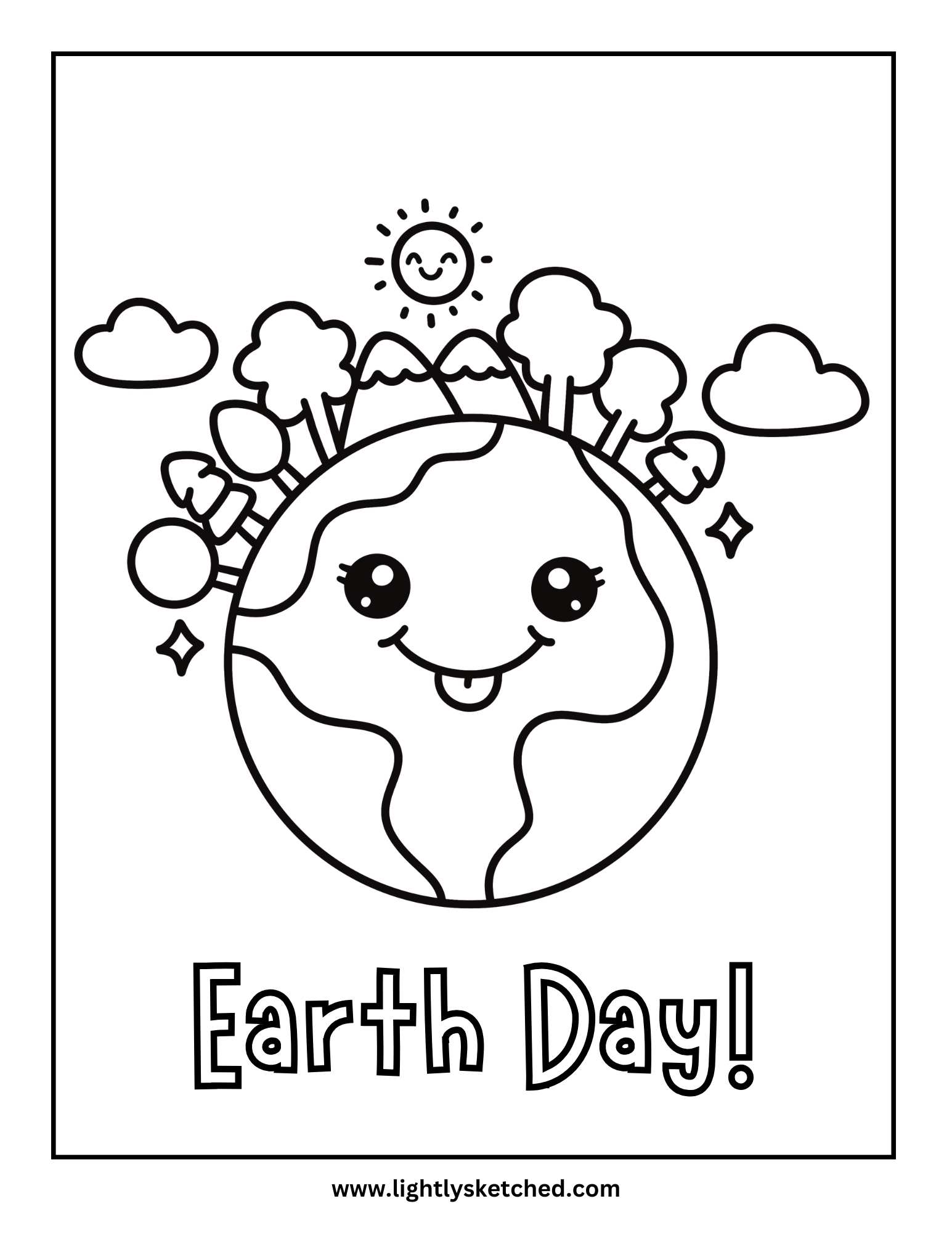 Earth Day Coloring Pages | Lightly Sketched