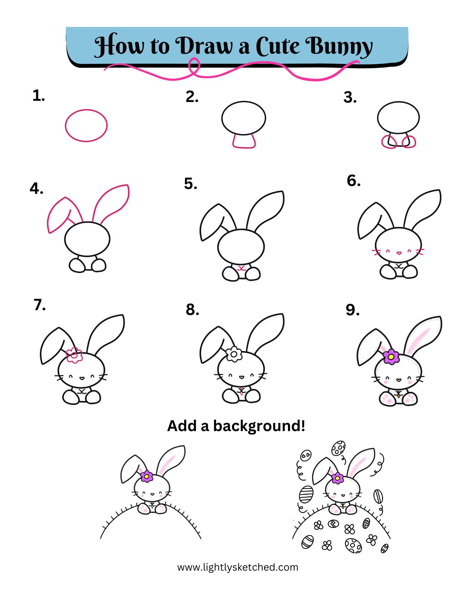 How to Draw a Cute Bunny | Lightly Sketched
