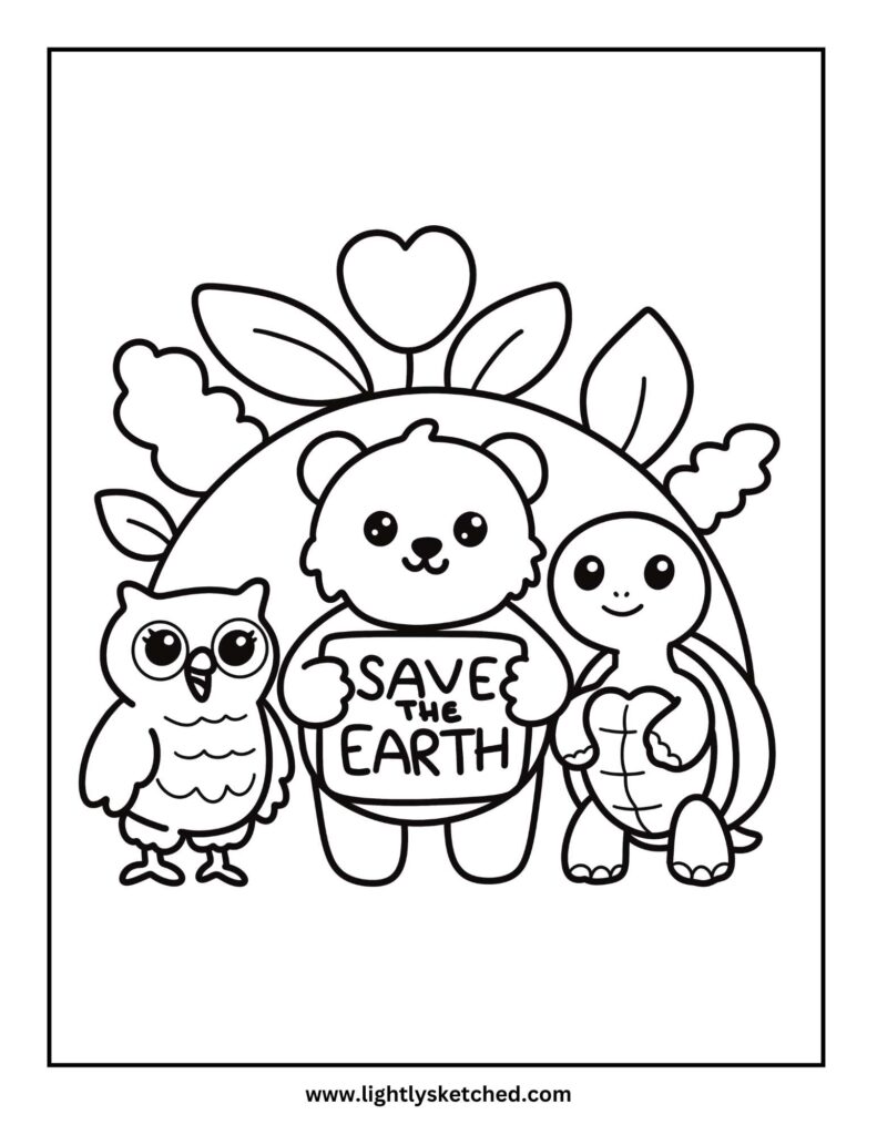 Earth Day Coloring Pages | Lightly Sketched